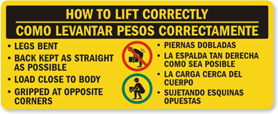Bilingual Lifting Instructions Label, SKU: LB-1621
