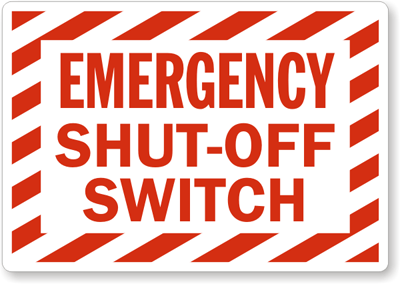 Emergency Shut-Off Switch Label, SKU: L-0301-XV
