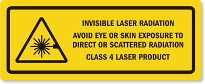 Invisible Laser Radiation Class 4 Laser Product Label, SKU: LB-0093