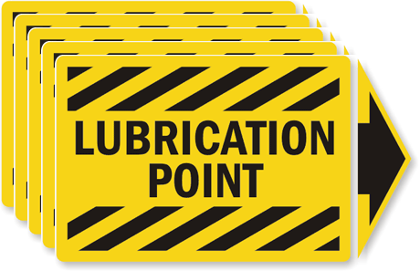Lubrication Point Labels with Detachable Arrow, Pack of 5, SKU: L-0259-VS