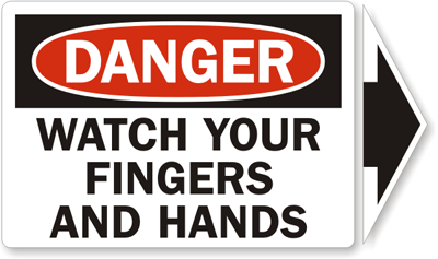 Danger Watch Your Fingers, Hands Label with Detachable Arrow, SKU: L ...