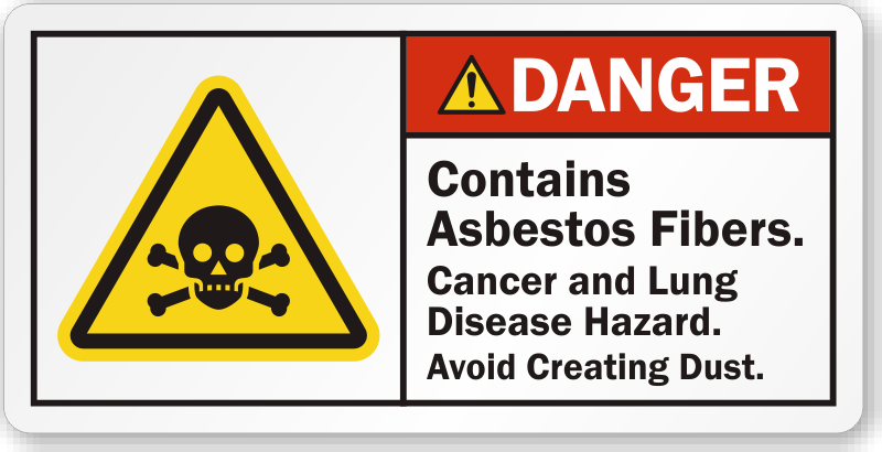 Danger Contain Asbestos Fibers, Avoid Creating Dust Label, SKU: LB-2439