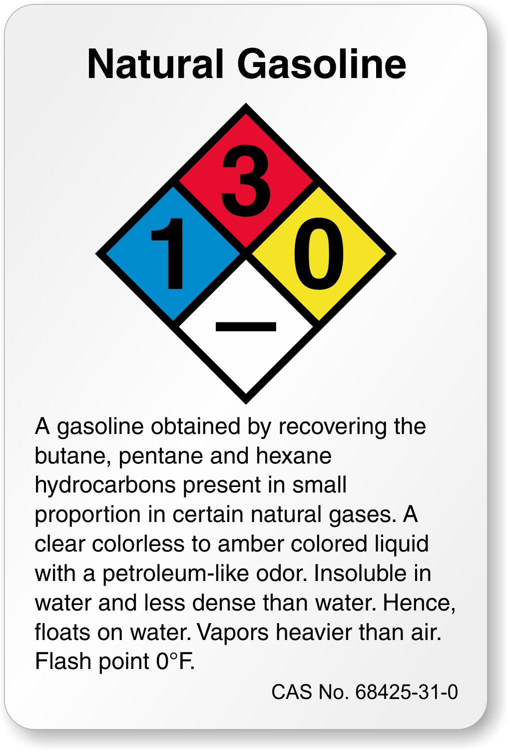 NFPA Natural Gasoline Label, SKU: LB-1591-132