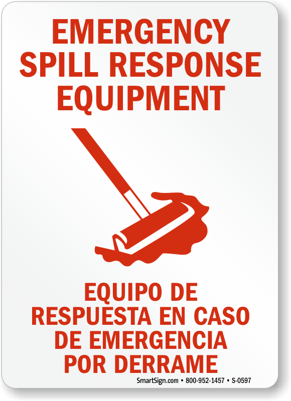 Bilingual Emergency Spill Response Equipment Sign, SKU: S-0597