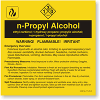 Right-to-Know Chemical n-Propyl Alcohol Label, SKU: LB-1584-098