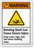 Warning Rotating Shaft Can Cause Severe Injury Label, SKU: LB-2276