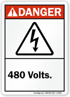 Danger 480 Volts Sign, SKU: S-2285